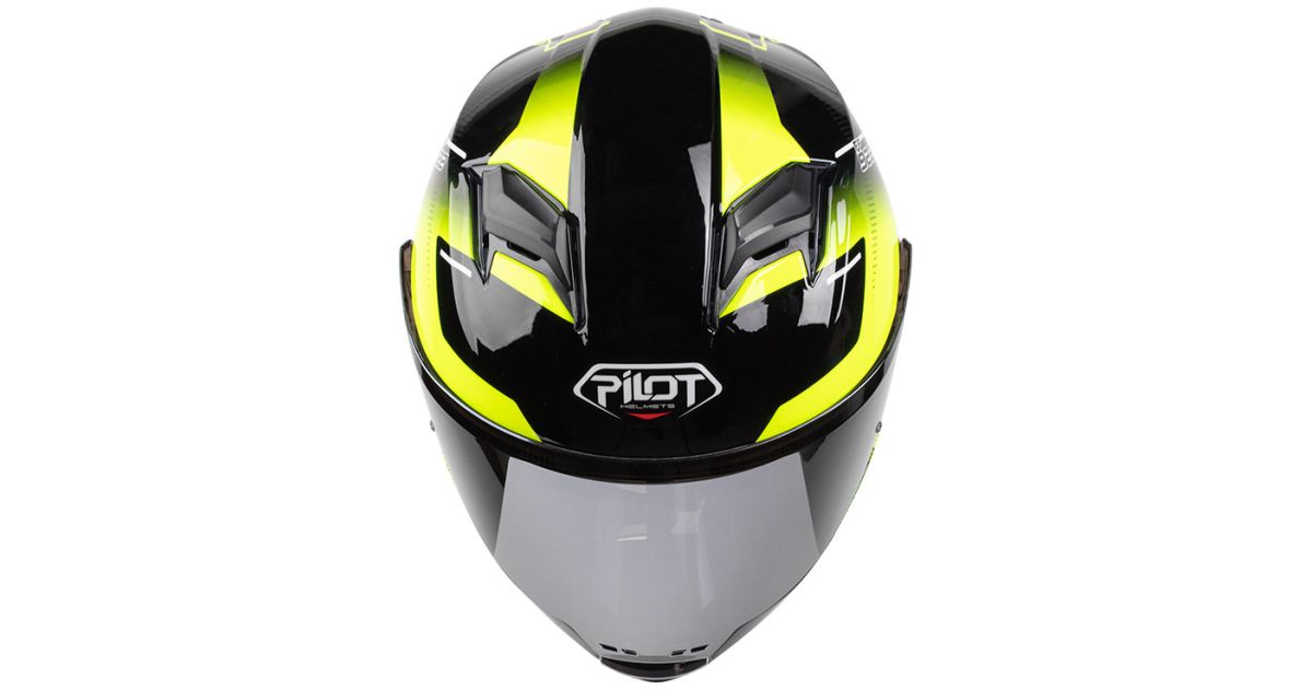 Κράνος PILOT Alpha SV 22.06 black/yellow gloss + ασημί ζελατίνα ...